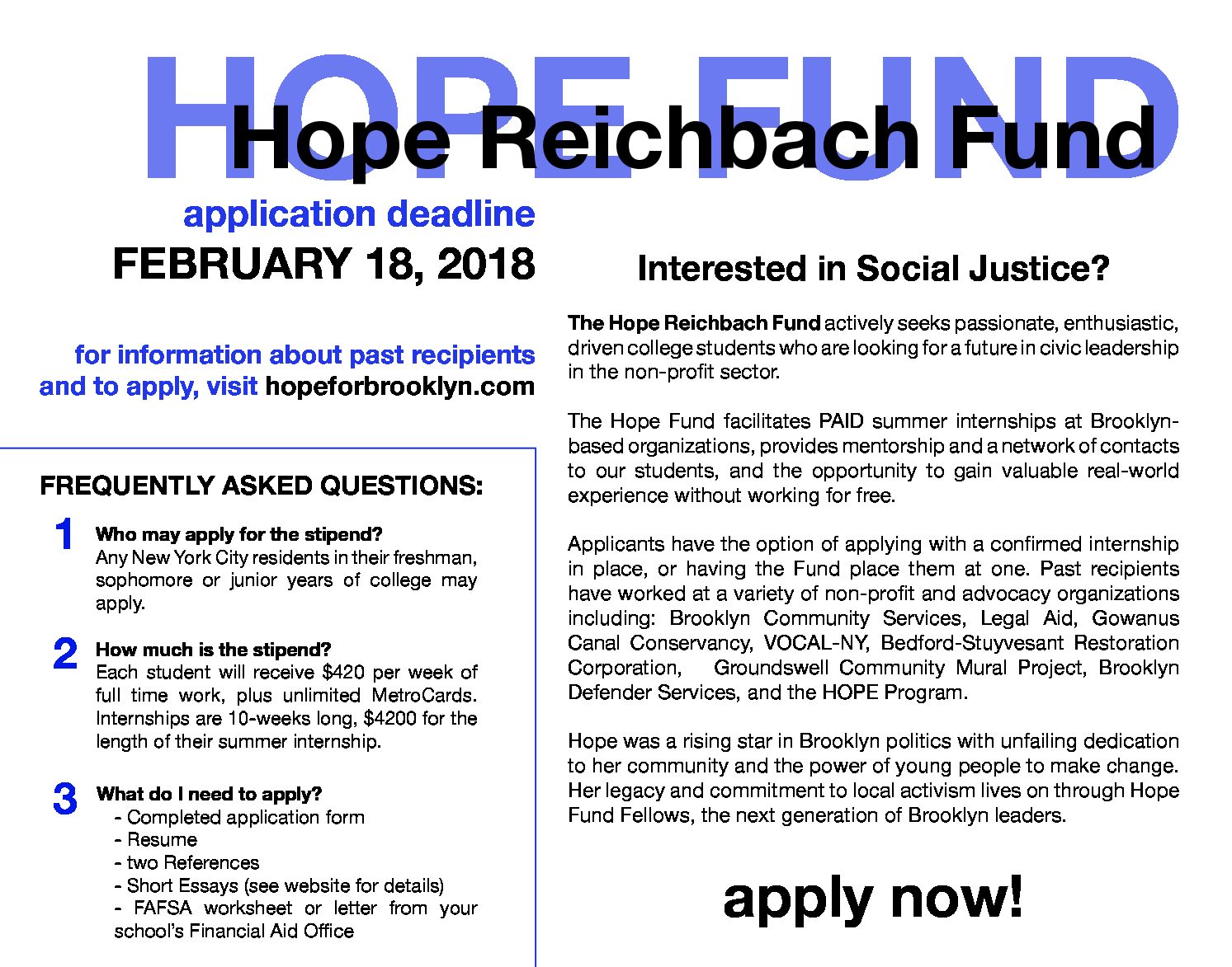 Hope Fund Application 2018 for Social Justice Fellows Released | Hope ...